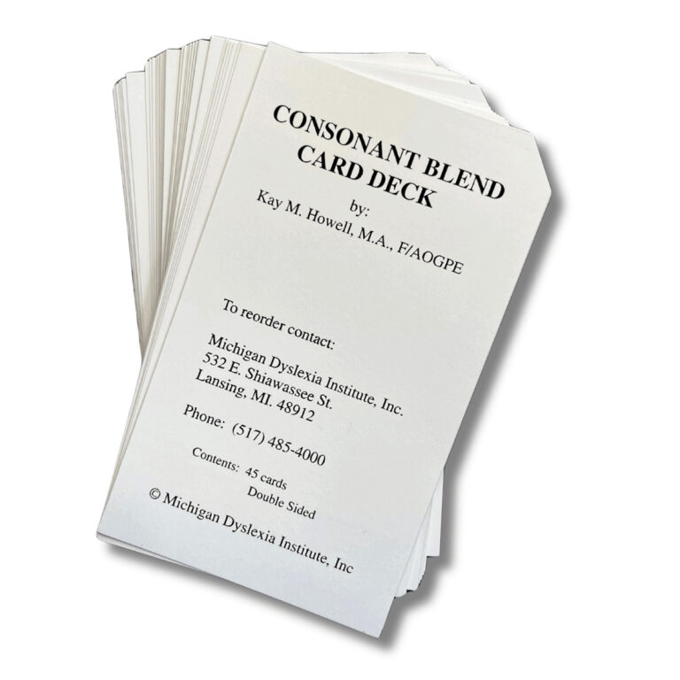 Consonant Blend Deck - Michigan Dyslexia Institute